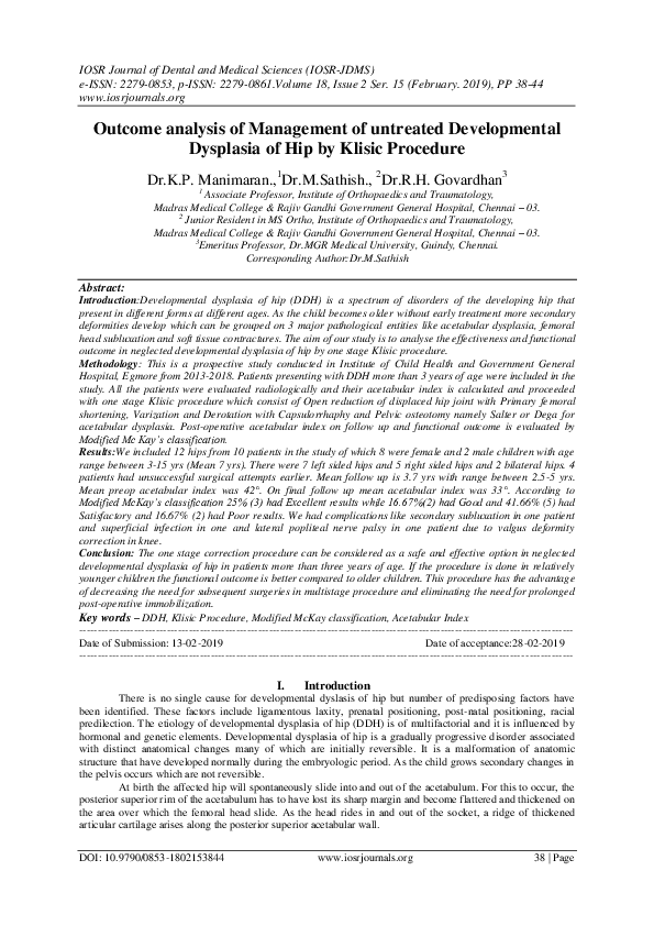(PDF) Outcome analysis of Management of untreated Developmental ...
