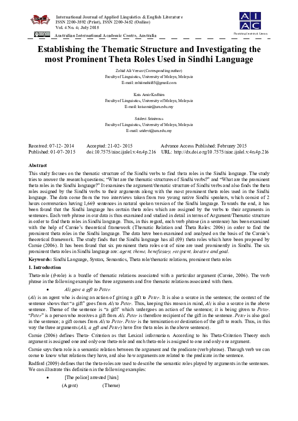 (PDF) Establishing the Thematic Structure and Investigating the most ...