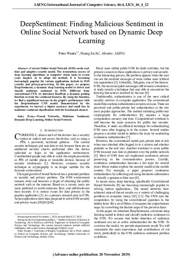 (PDF) DeepSentiment: Finding Malicious Sentiment in Online Social Network based on Dynamic Deep ...
