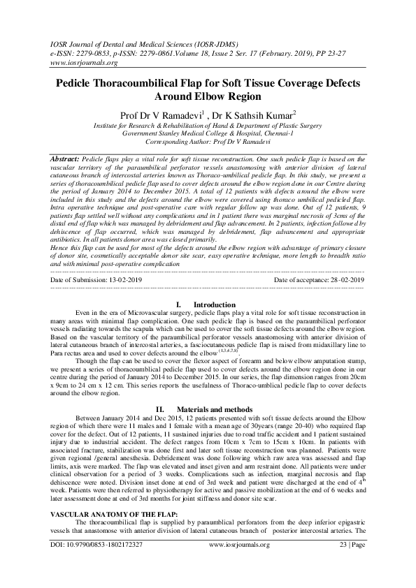 (PDF) Pedicle Thoracoumbilical Flap for Soft Tissue Coverage Defects ...