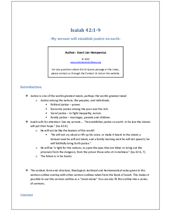 (PDF) Isaiah 42:1-9 -My servant will establish justice on earth
