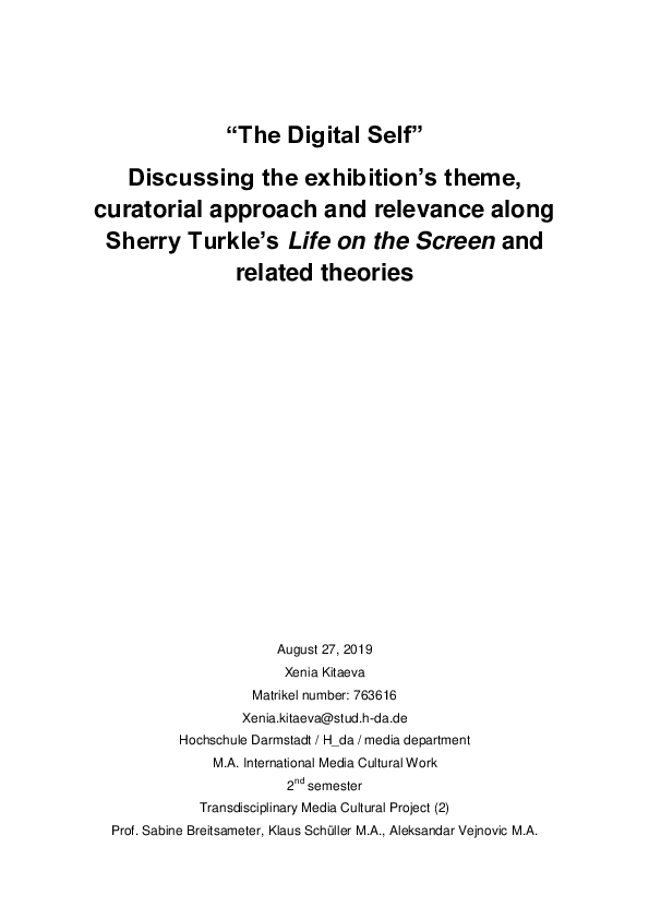 (PDF) "The Digital Self" Discussing the exhibition's theme, curatorial ...