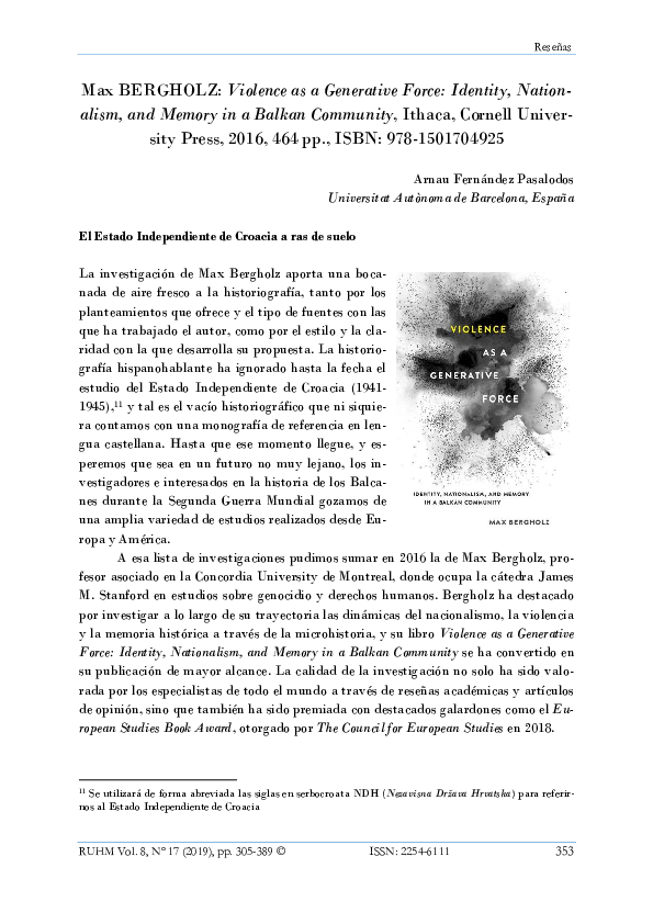 (PDF) Reseña: Max BERGHOLZ: Violence as a Generative Force: Identity ...