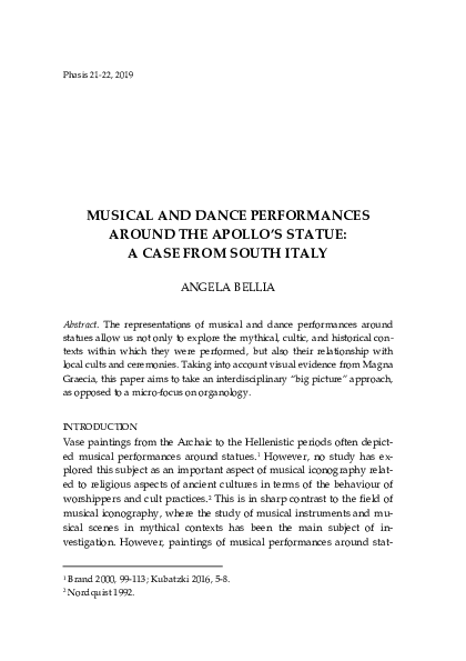 (PDF) Angela Bellia (2019), Musical and Dance Performances around the ...