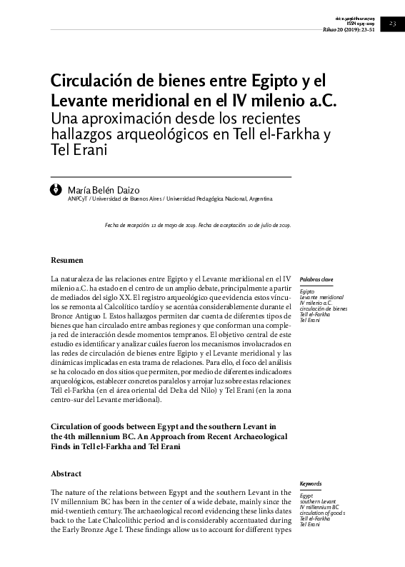 (PDF) Circulación de bienes entre Egipto y el Levante meridional en el ...