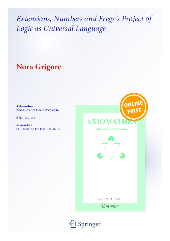 (PDF) Extensions, Numbers and Frege's Project of Logic as Universal ...