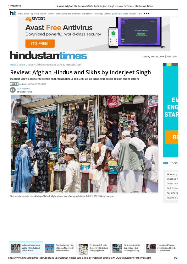 (PDF) Book Review: Afghan Hindus and Sikhs by Saaz Aggarwal