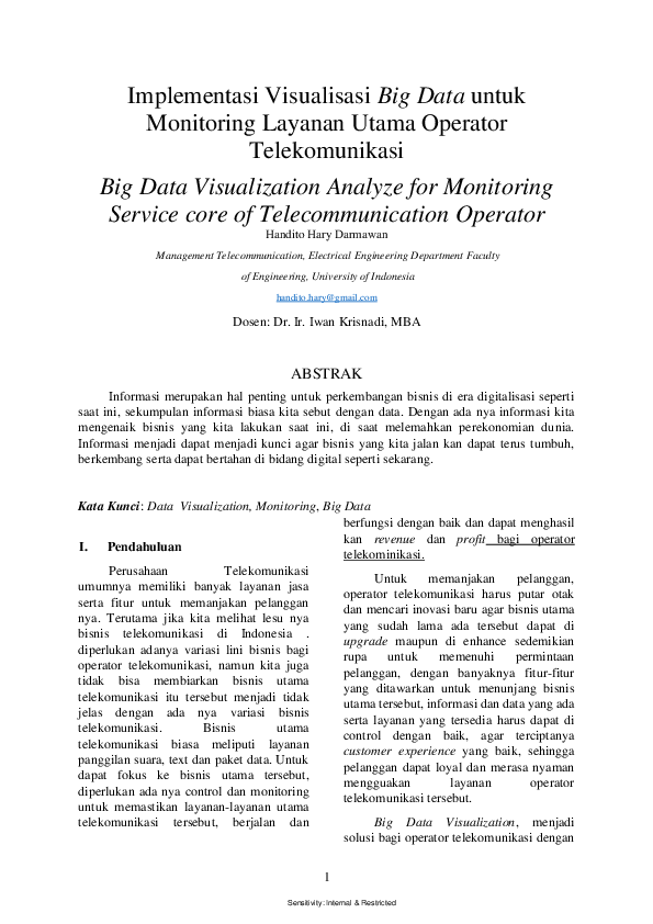 (PDF) Implementasi Visualisasi Big Data untuk Monitoring Layanan Utama Operator Telekomunikasi