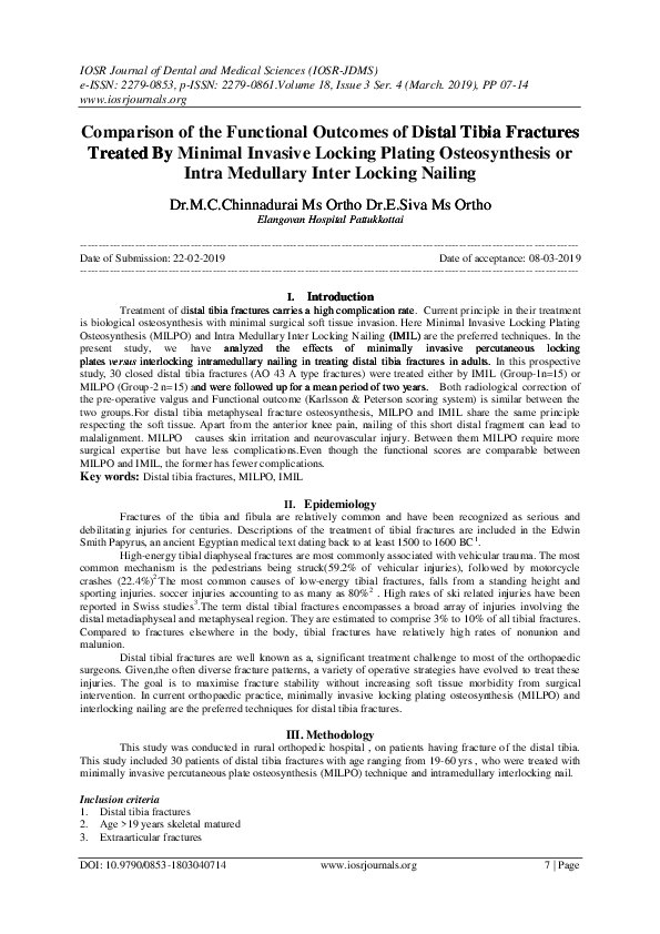 (PDF) Comparing Outcomes of Tibia Fracture Treatments