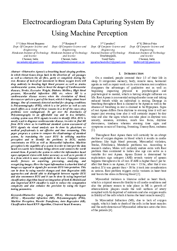 Pdf Electrocardiogram Data Capturing System By Using Machine Perception