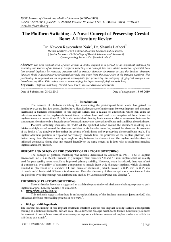 (PDF) The Platform Switching -A Novel Concept of Preserving Crestal ...