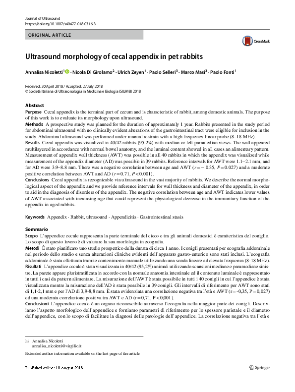 (PDF) Ultrasound morphology of cecal appendix in pet rabbits