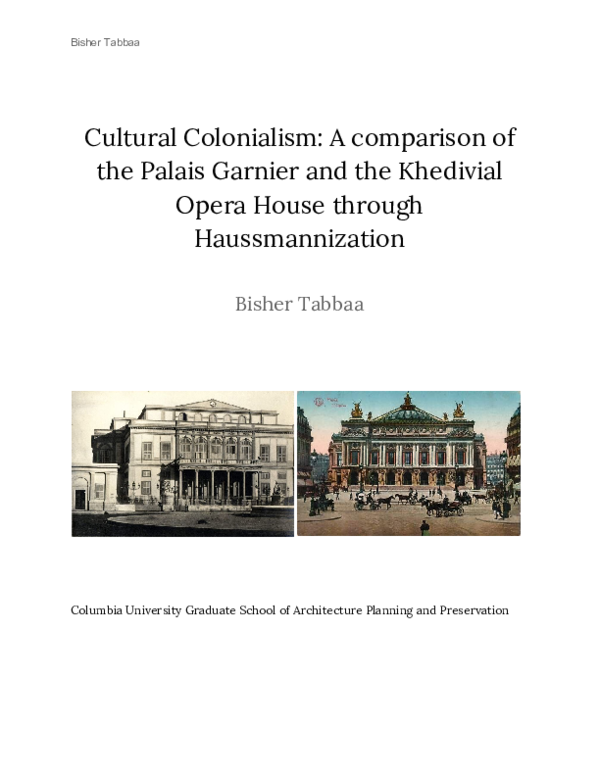 (PDF) Cultural Colonialism: A comparison of the Palais Garnier and the ...