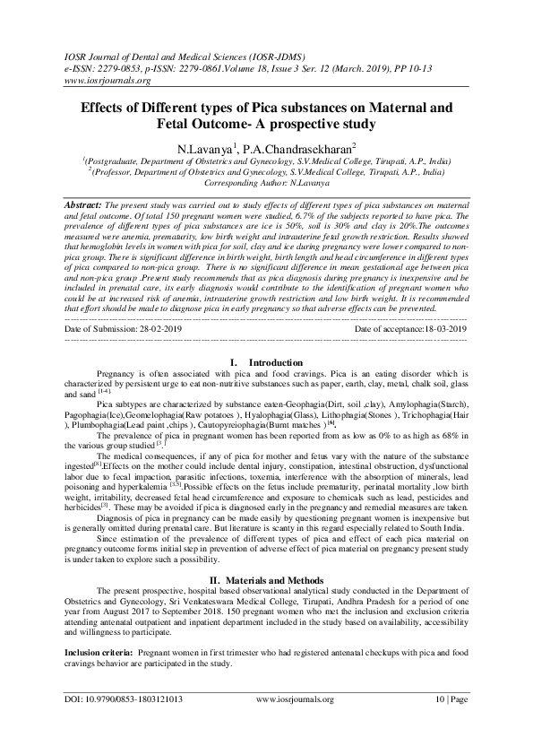 (PDF) Effects of Different types of Pica substances on Maternal and ...