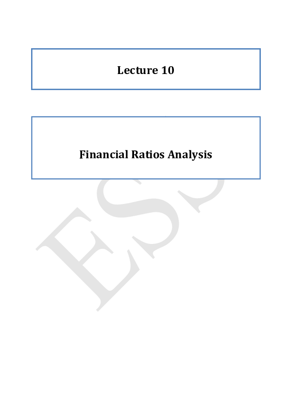 (PDF) Financial Ratios Analysis Lecture 10