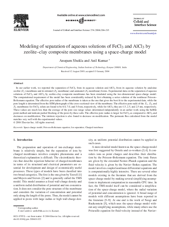(PDF) Modeling of separation of aqueous solutions of FeCl3 and AlCl3 by ...