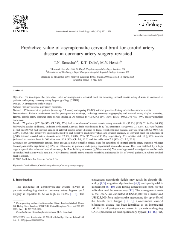 (PDF) Predictive value of asymptomatic cervical bruit for carotid ...