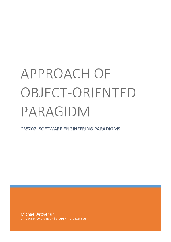 (DOC) Object oriented paradigm paper (Autosaved) (1) | Tobillion X ...