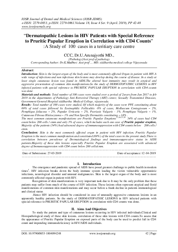(PDF) "Dermatopathic Lesions in HIV Patients with Special Reference to ...