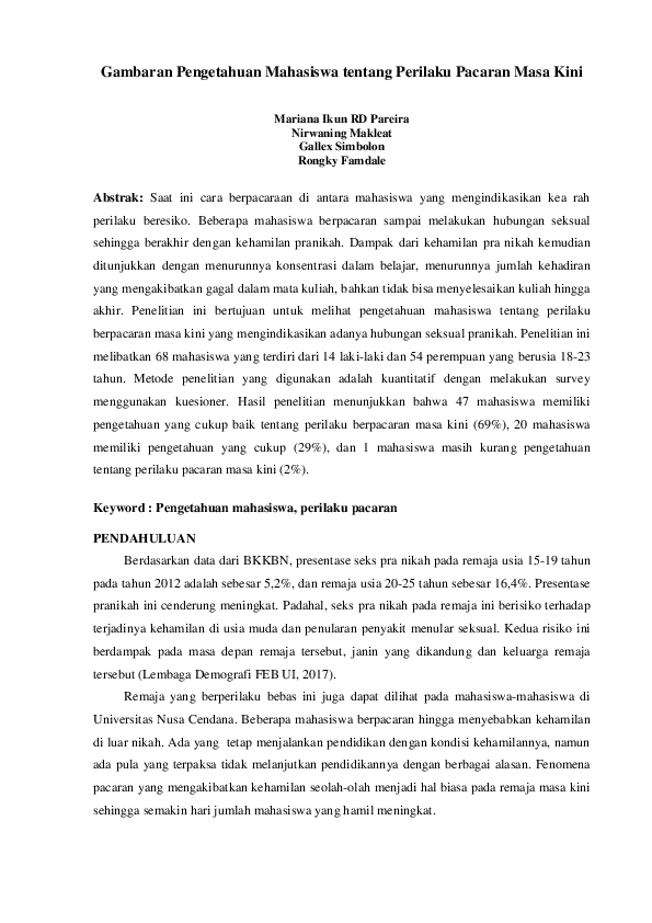 (PDF) Ikun Pareira Artikel Jurnal Penelitian Pengetahuan Mahasiswa ...
