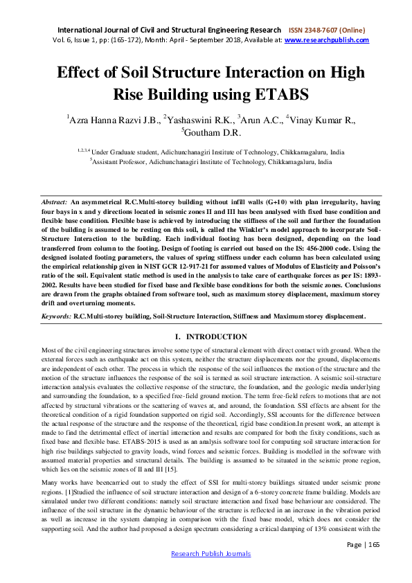 (PDF) Effect of Soil Structure Interaction on High Rise Building using ETABS