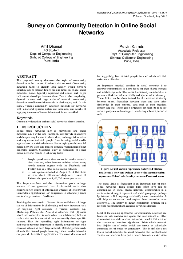 Pdf Survey On Community Detection In Online Social Networks