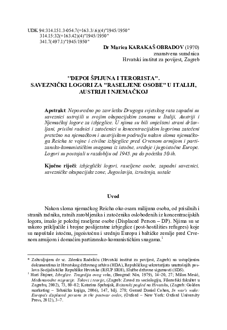 (PDF) Depoi spijuna i terorista Saveznicki logori za raseljene ...