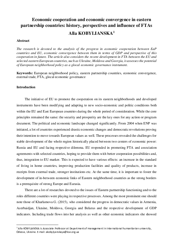(DOC) Economic cooperation and economic convergence in eastern ...