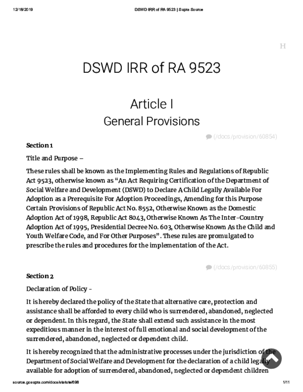 (PDF) DSWD IRR of RA 9523 Supra Source