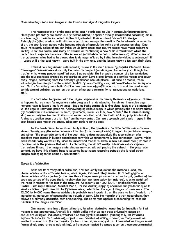 (PDF) Understanding Prehistoric Images in the Posthistoric Age: A ...