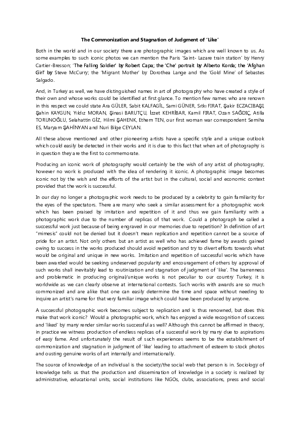 (DOC) The Commonization and Stagnation of Judgment of ‘Like’