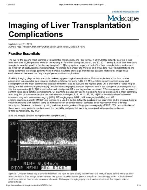 (PDF) Imaging of Liver Transplantation Complications Practice Essentials