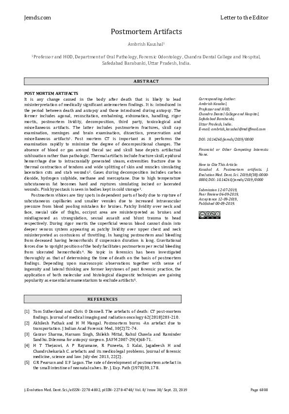 (DOC) Postmortem Artifacts