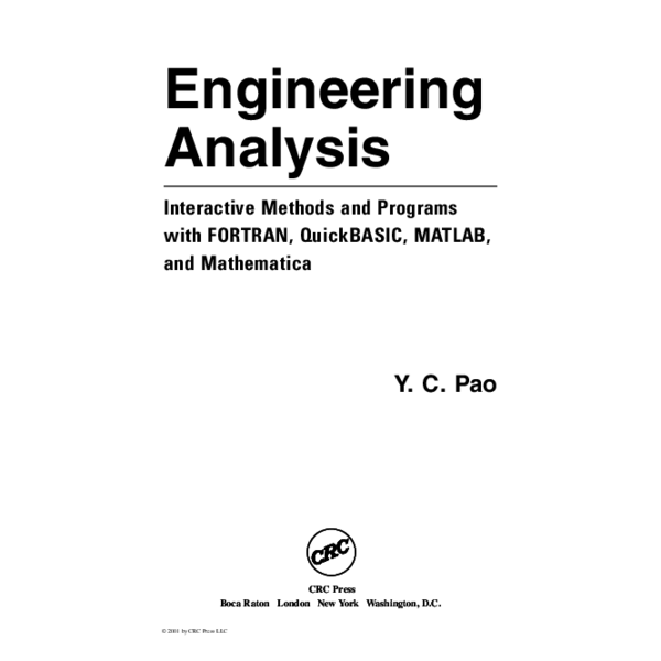 Pdf Engineering Analysis Interactive Methods And Programs With Fortran Quickbasic Matlab