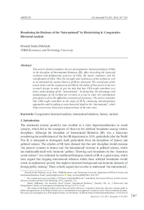 (PDF) Broadening the Horizons of the “International” by Historicizing ...