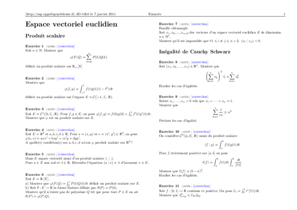 (PDF) Espace vectoriel euclidien Produit scalaire