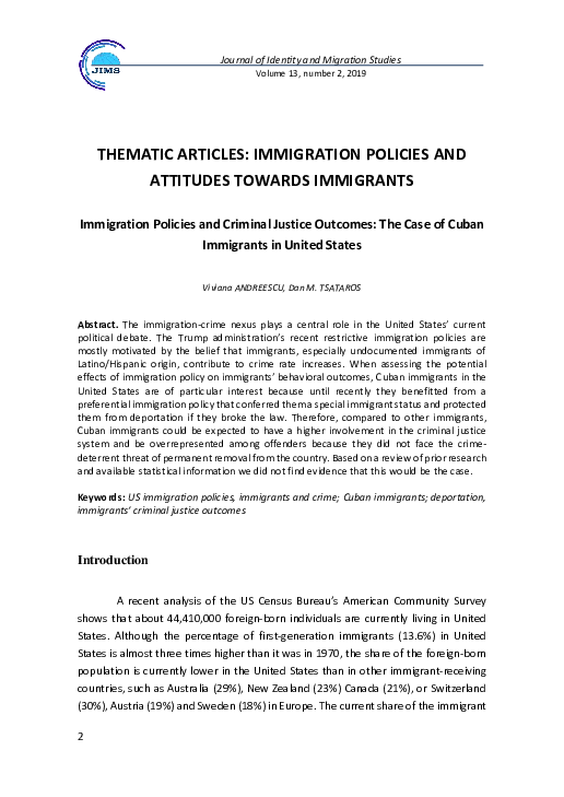 (PDF) Immigration Policies and Criminal Justice Outcomes: The Case of ...