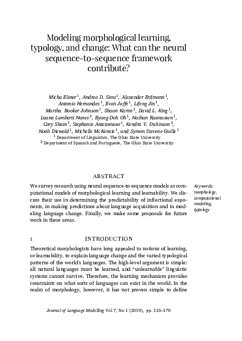 (PDF) Modeling morphological learning, typology, and change: What can the neural sequence-to ...