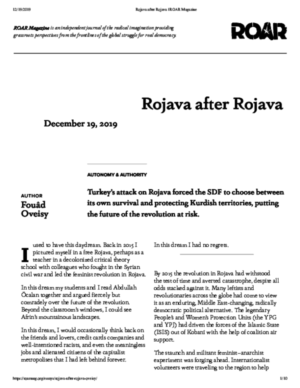 (PDF) Rojava after Rojava