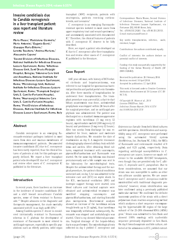(PDF) Invasive candidiasis due to Candida norvegensis in a liver ...