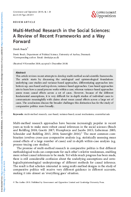 (PDF) Multi-Method Research in the Social Sciences: A Review of Recent ...