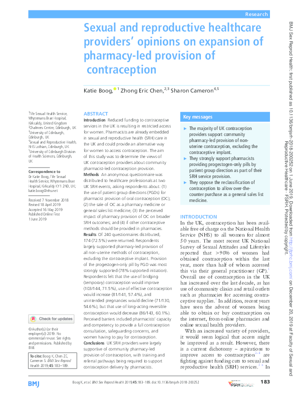 (PDF) Sexual and reproductive healthcare providers' opinions on ...