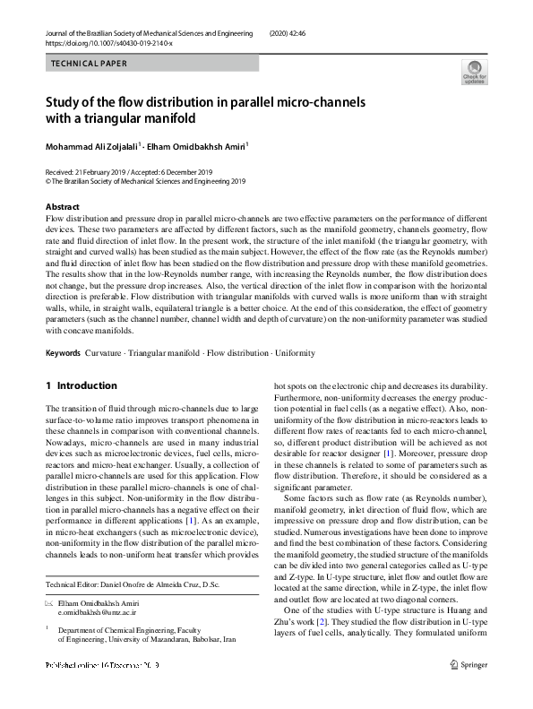 (PDF) Study of the flow distribution in parallel micro-channels with a ...
