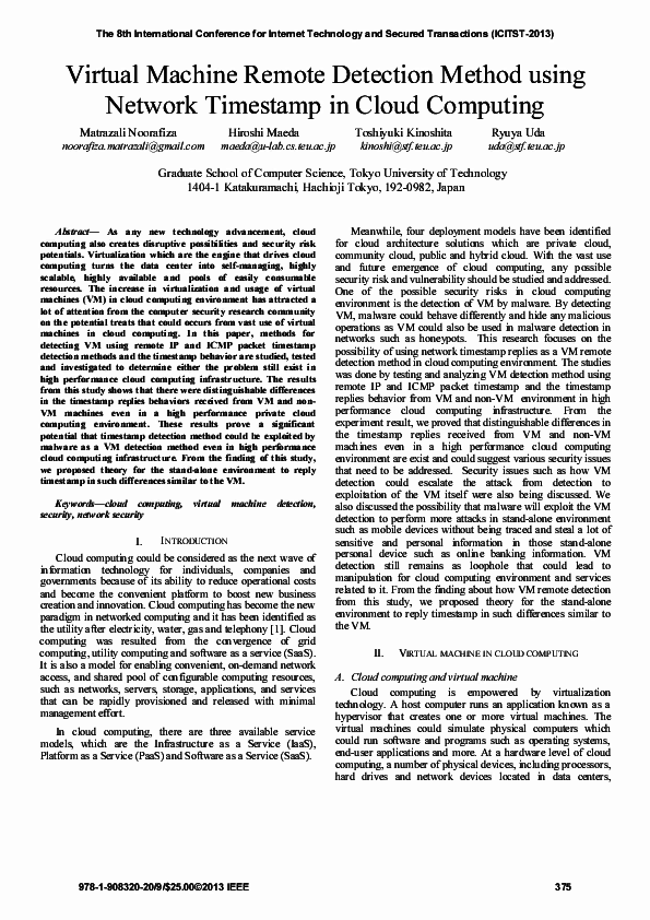 (PDF) Virtual Machine Remote Detection Method using Network Timestamp ...
