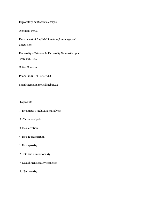 (PDF) Exploratory multivariate analysis