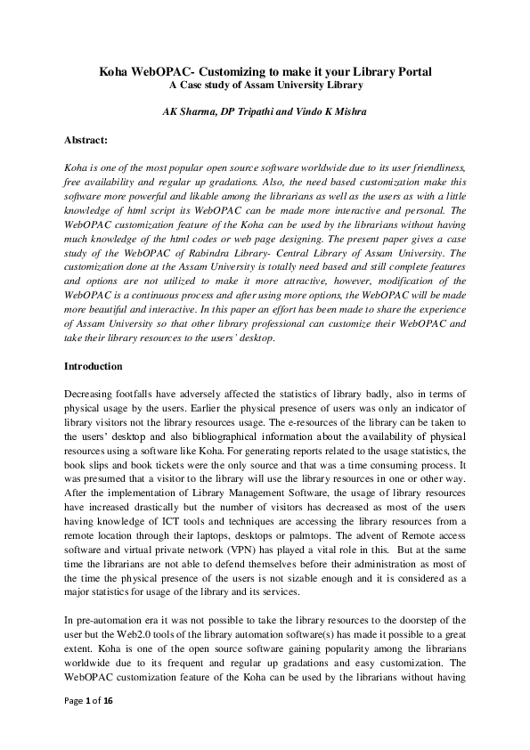 (PDF) Koha WebOPAC-Customizing to make it your Library Portal A Case ...