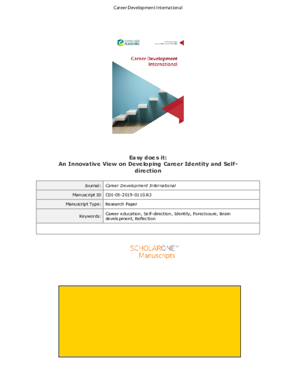 (PDF) Easy does it: An Innovative View on Developing Career Identity ...
