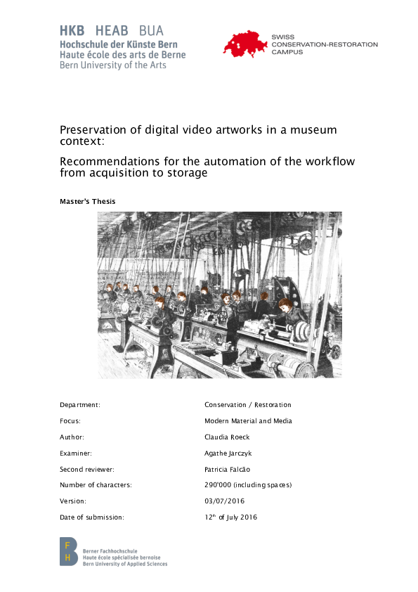 (PDF) Preservation of digital video artworks in a museum context ...