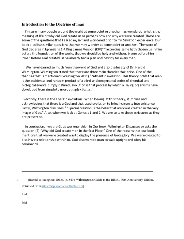 (DOC) Introduction to the Doctrine of man