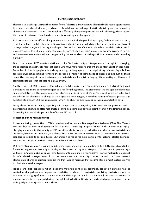 (PDF) Electrostatic discharge